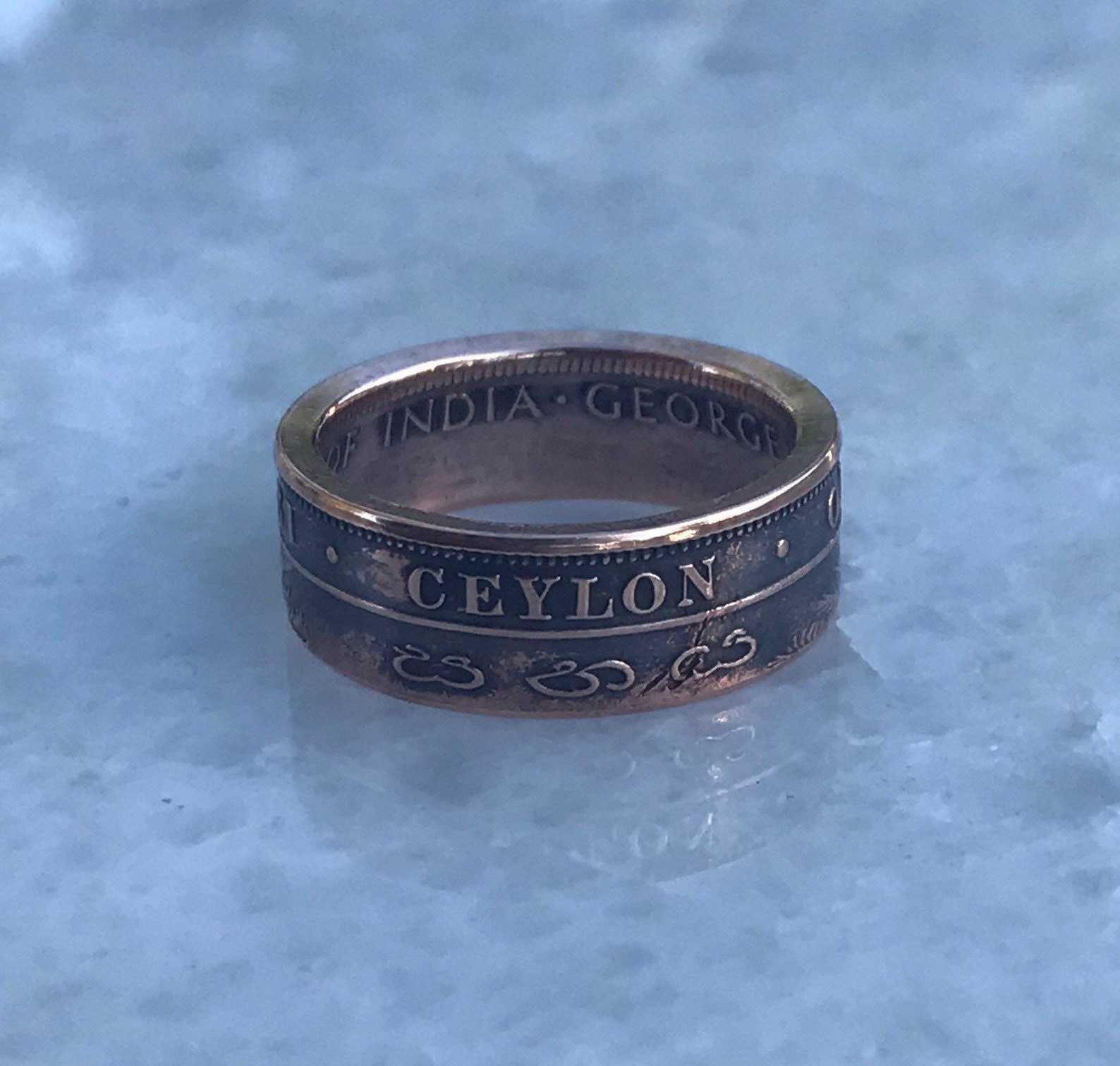 Ceylon Colonial One Cent Coin Ring | Etsy