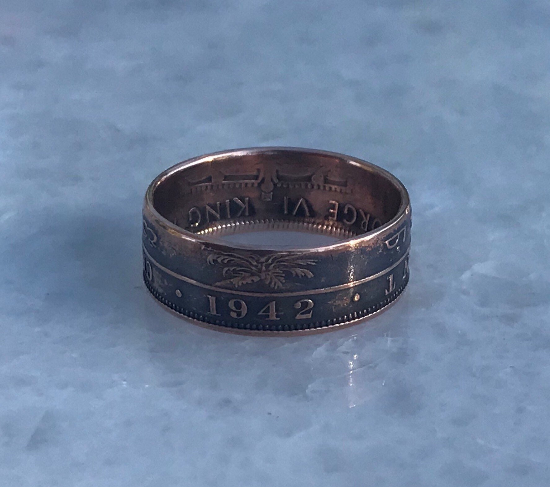 Ceylon Colonial One Cent Coin Ring | Etsy