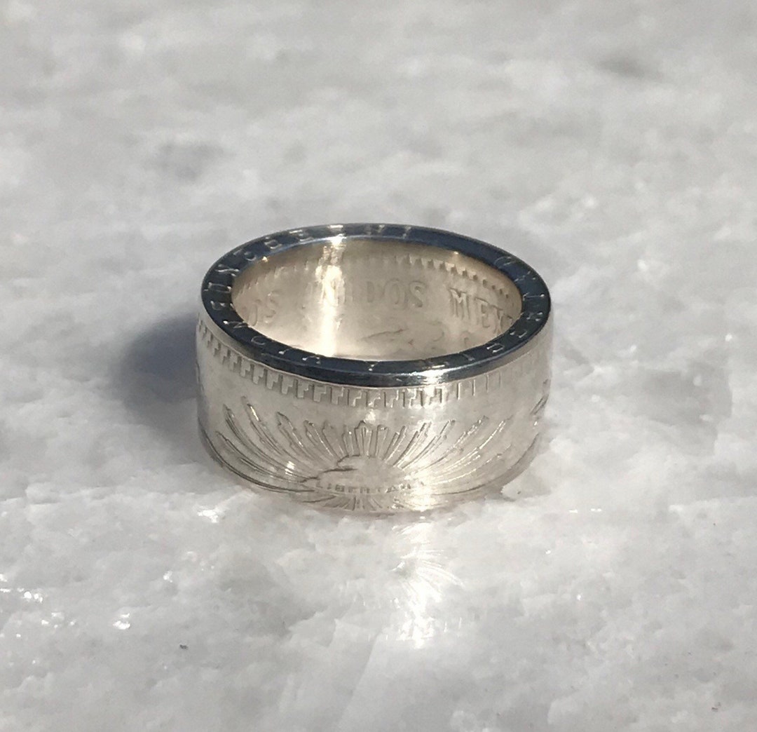 Vintage Mexican Silver Peso Coin Ring Date Side Out - Etsy