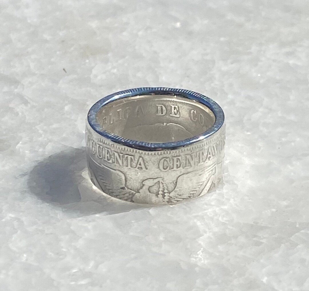 Vintage Colombian 50 Centavos Silver Coin Ring - Etsy