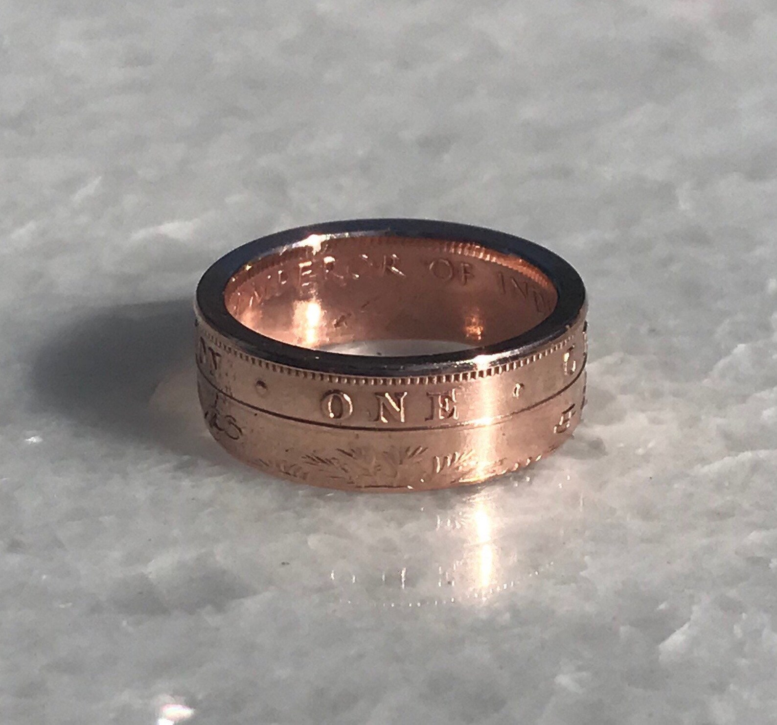 Ceylon Colonial One Cent Coin Ring | Etsy