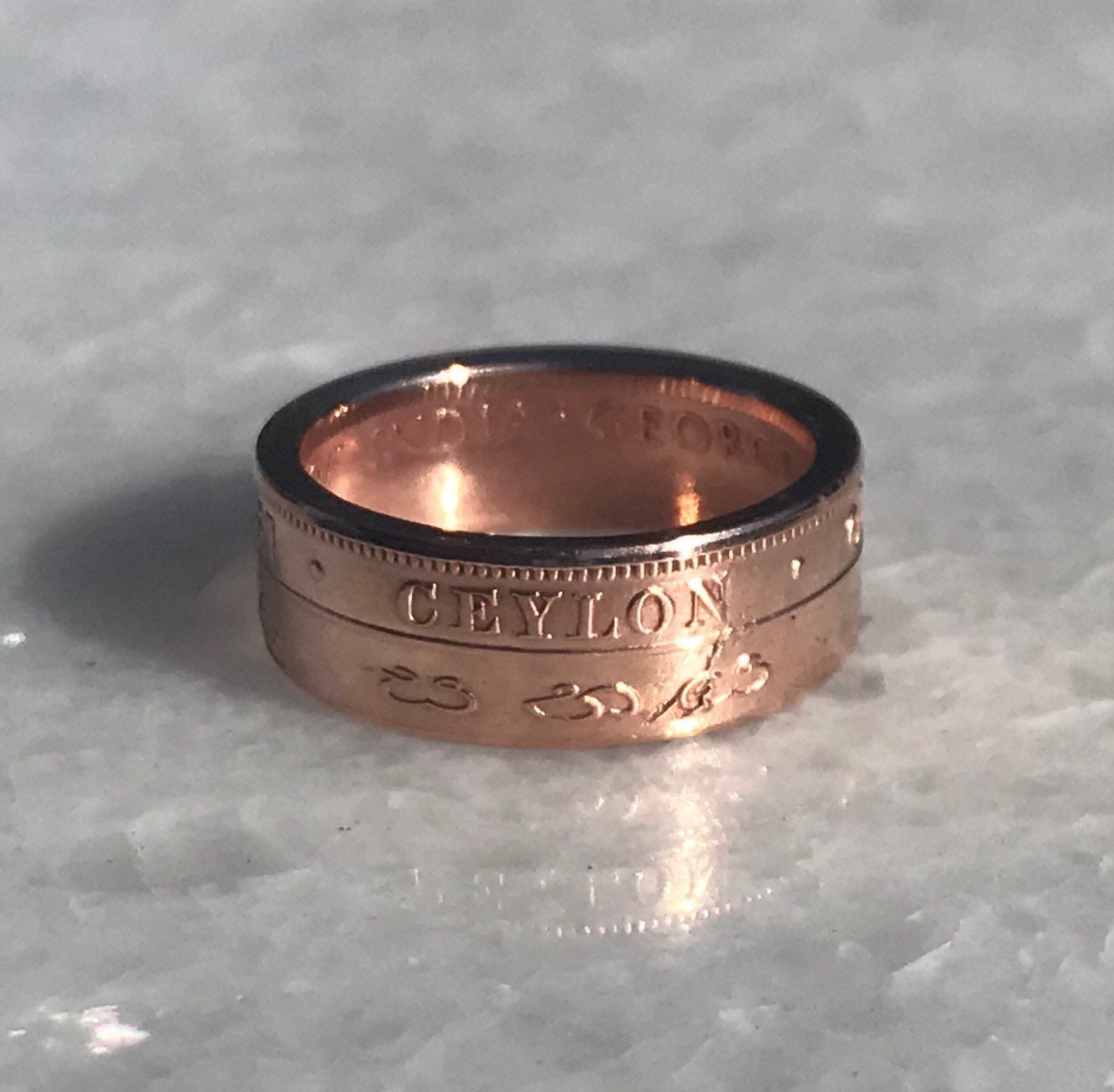 Ceylon Colonial One Cent Coin Ring | Etsy