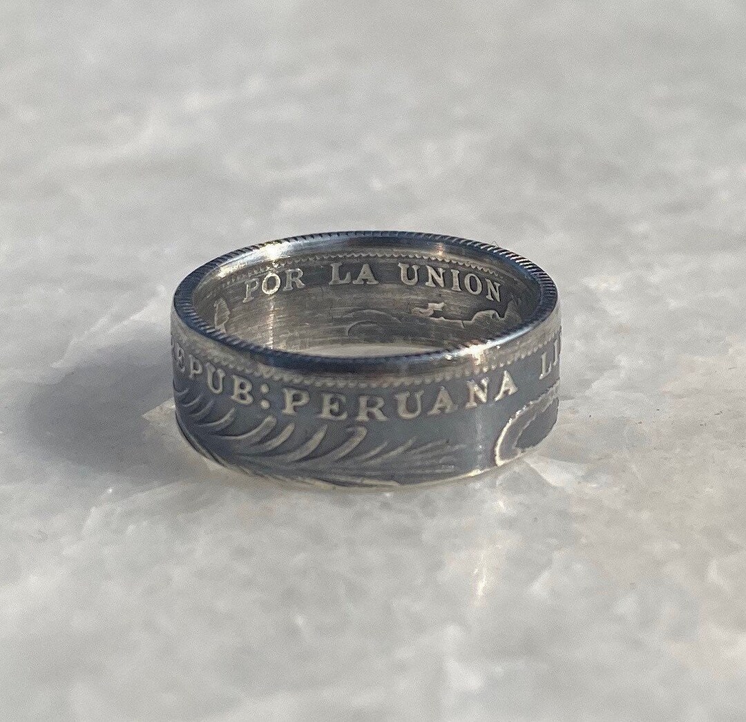 Antique Peru 1/5 Sol Silver Coin Ring - Etsy