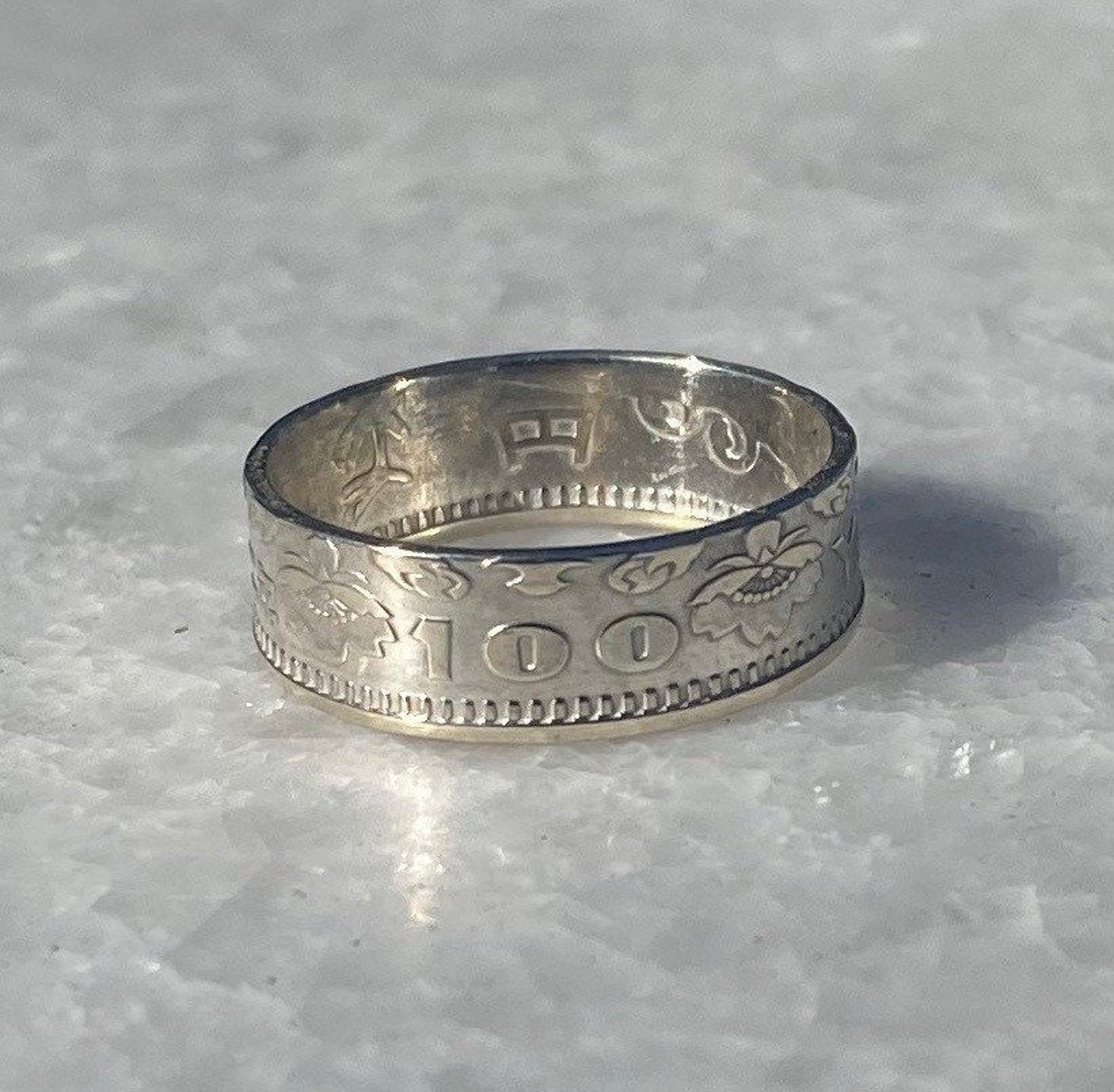 Cherry Blossom Pattern 100 Yen Japanese Silver Coin Ring - Etsy
