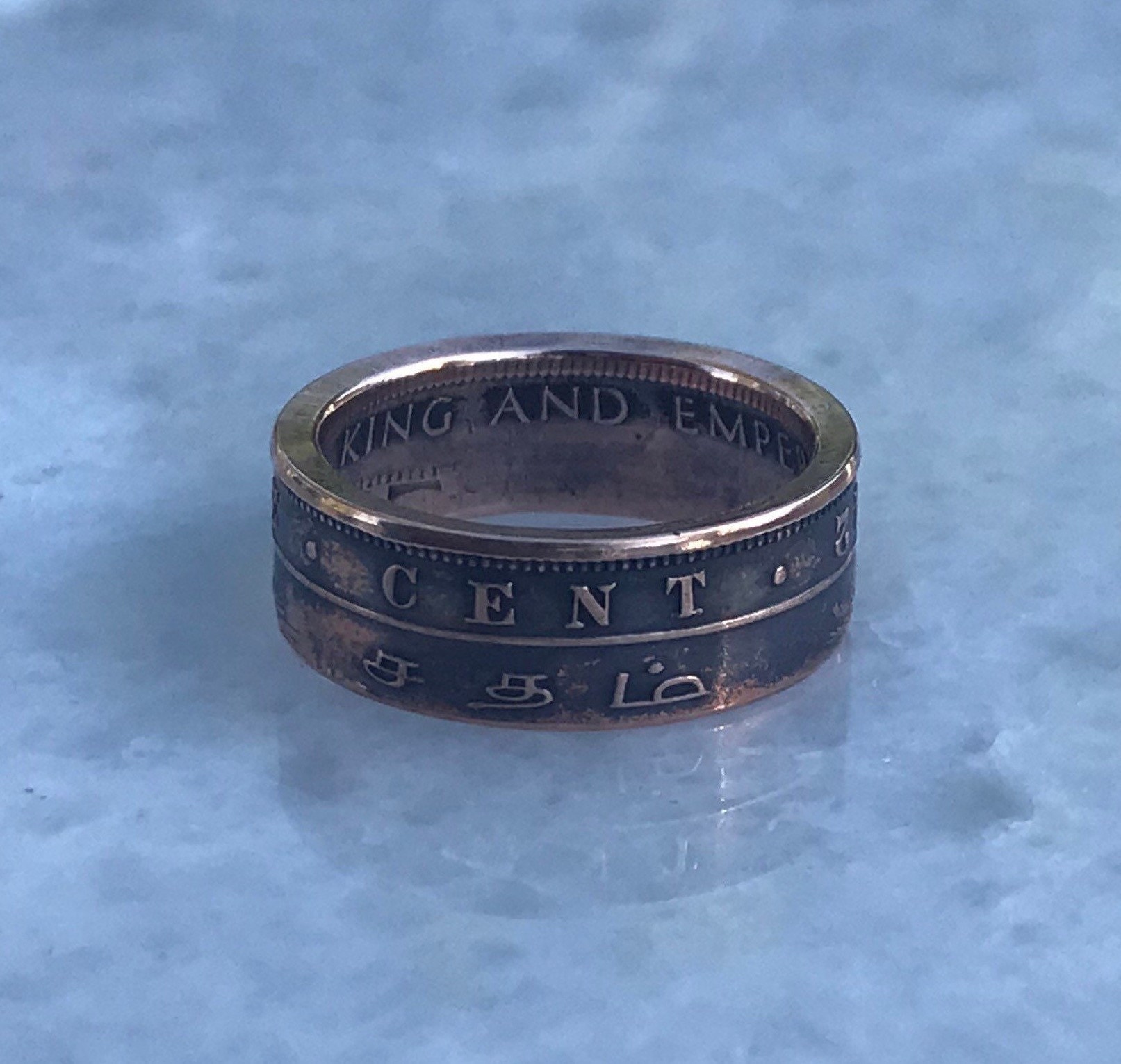 Ceylon Colonial One Cent Coin Ring | Etsy