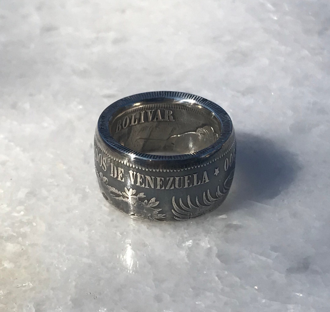 Venezuelan 5 Bolivar Antique Silver Coin Ring - Etsy
