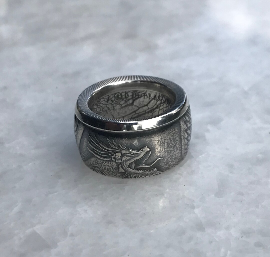 Aztec Dragon 999 Silver Ring - Etsy