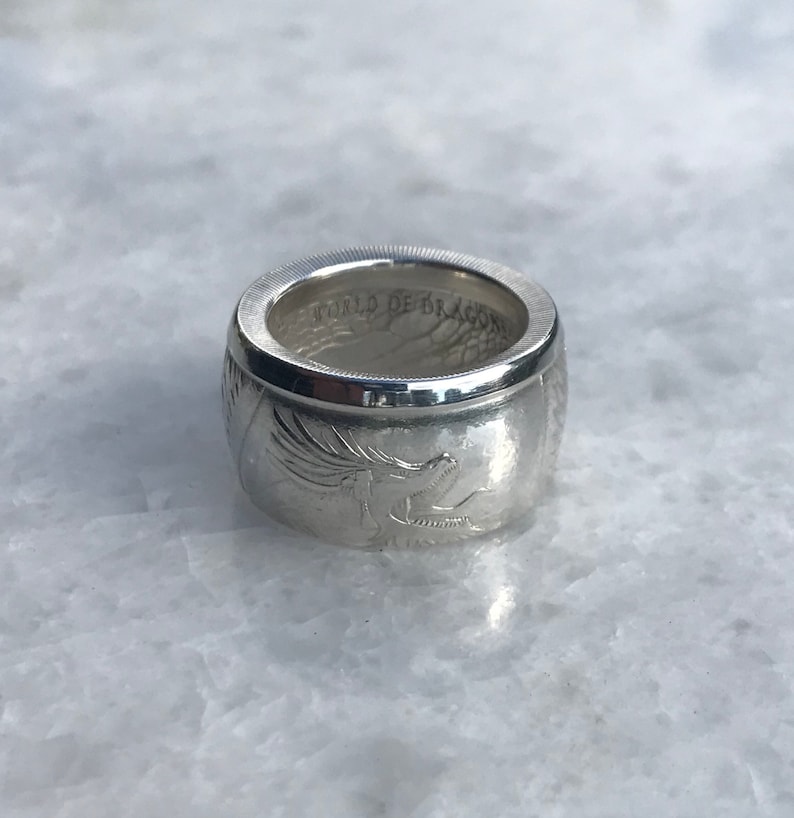 Aztec Dragon 999 Silver Ring - Etsy