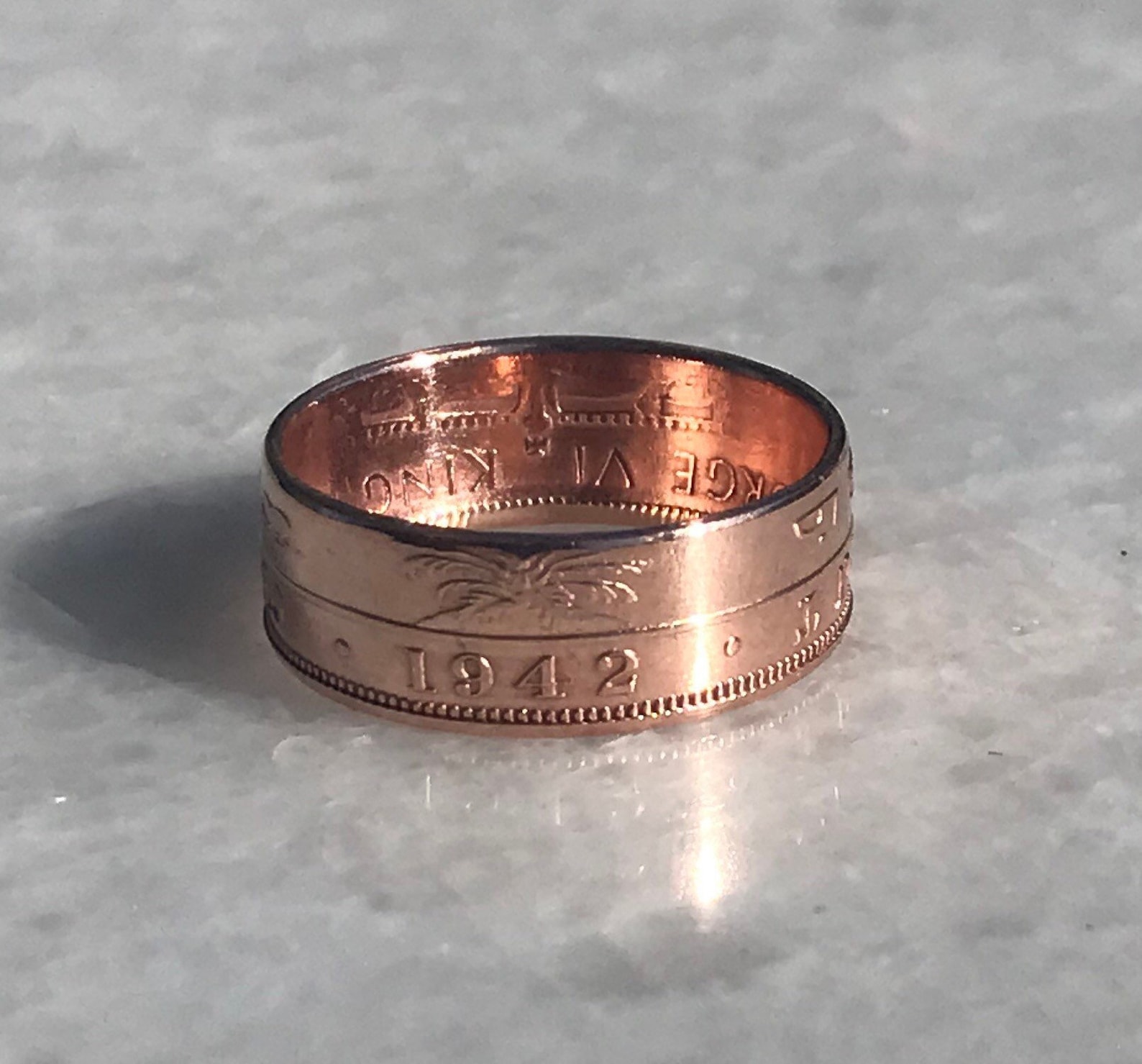 Ceylon Colonial One Cent Coin Ring | Etsy