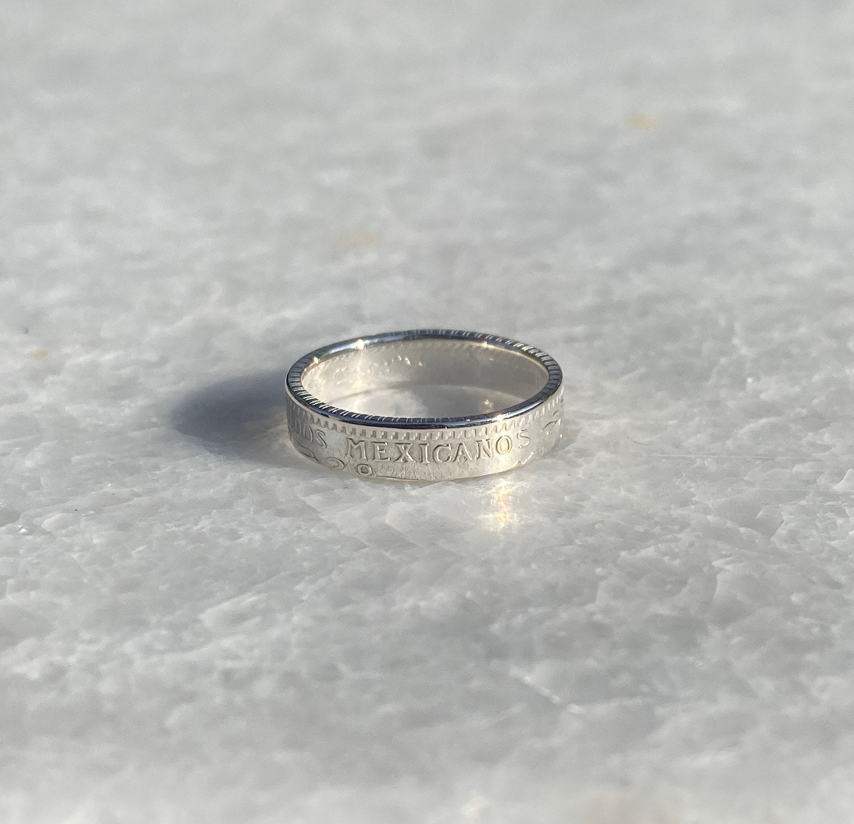 Mexican Vintage Silver Thin Band Coin Ring | Etsy
