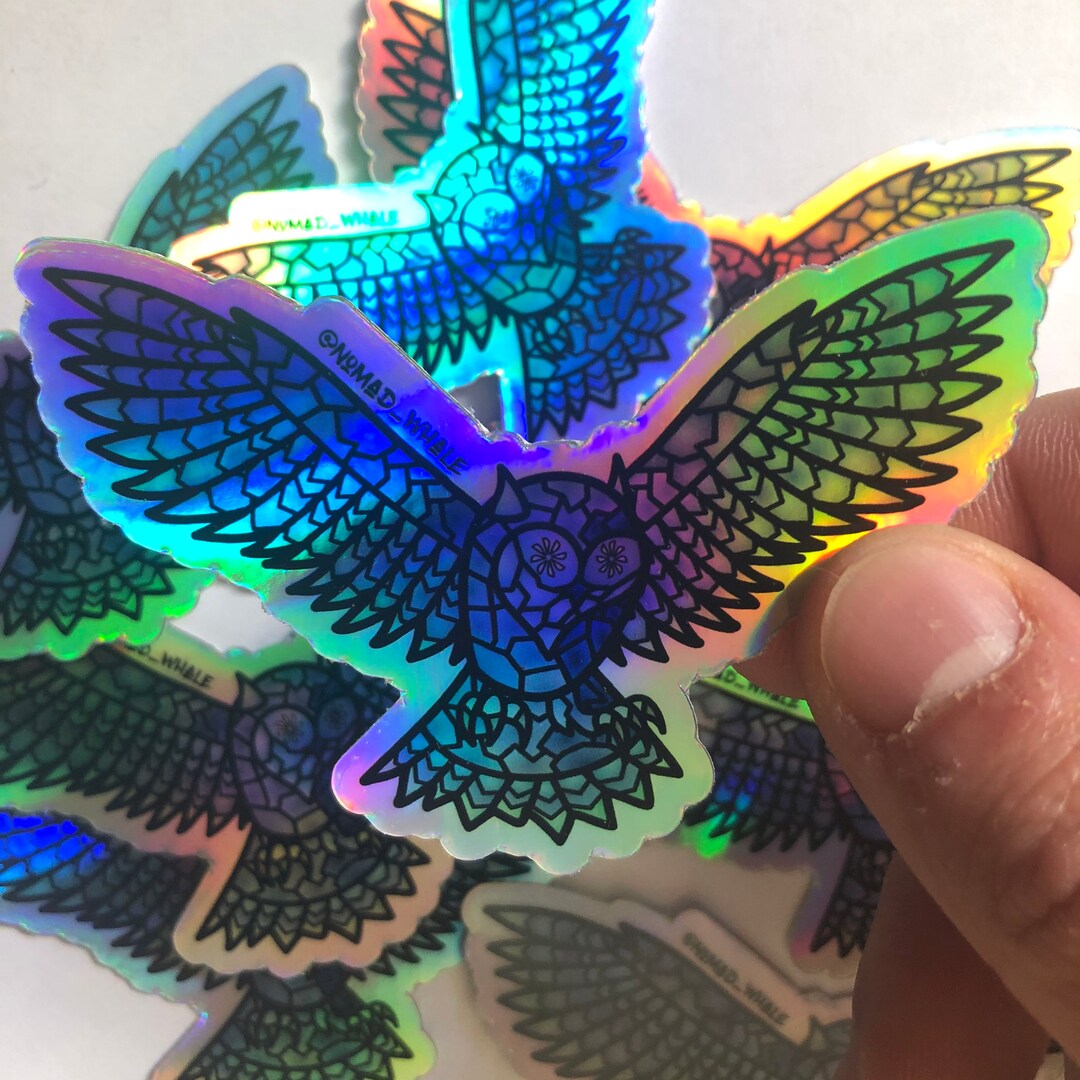 Owl Glass Holofoil Sticker - Etsy
