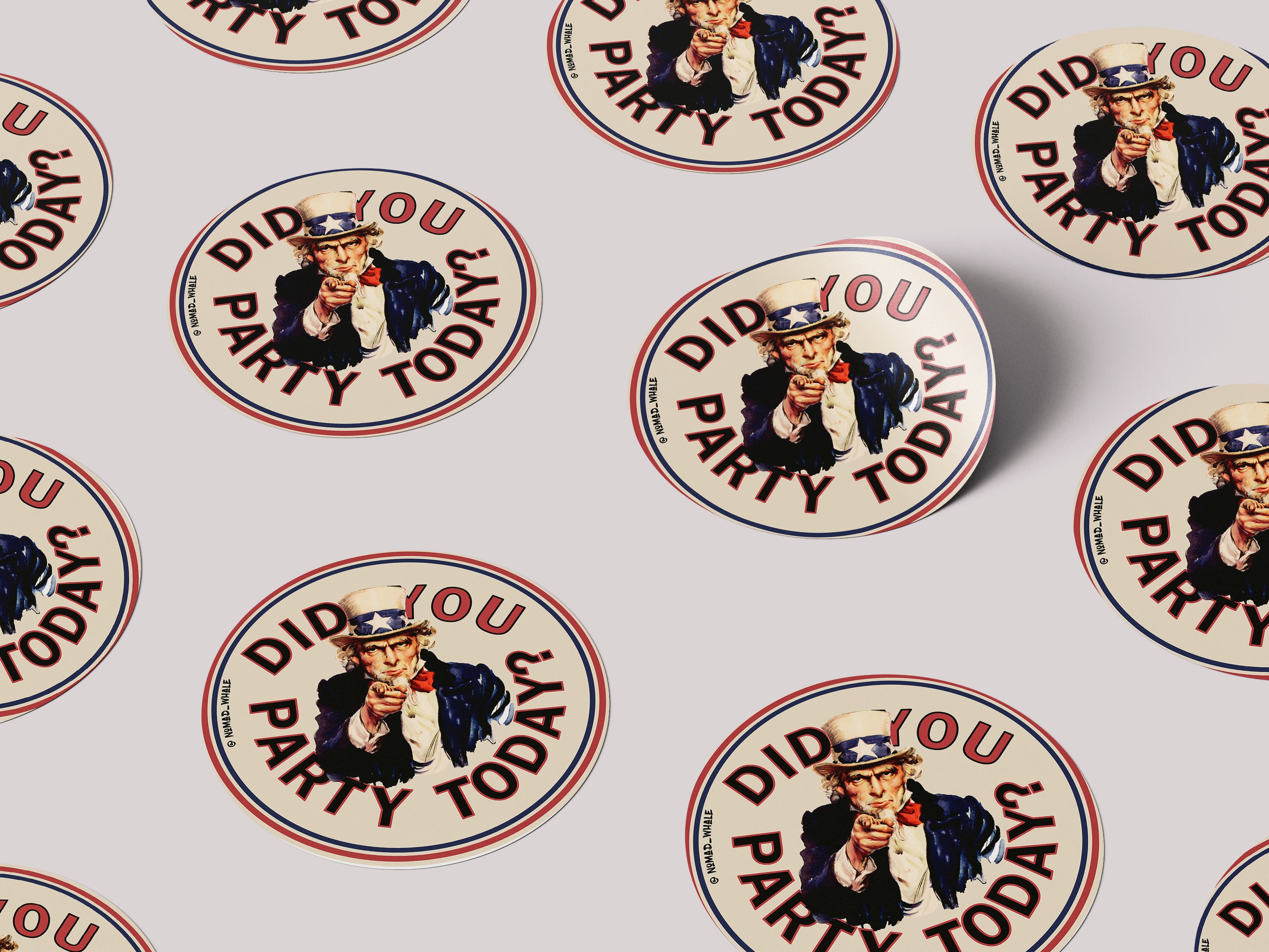 Uncle Sam Did You Party Today? Funny Sticker and Bumper Sticker for Car ...