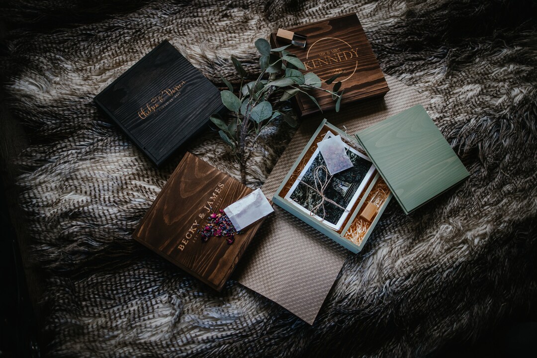 Personnalised Engraved Wooden Photo Box & USB | Rustic Wedding Wood ...
