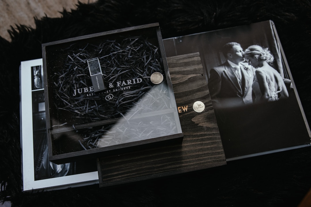 LUX Opulent Personalised Wood Photo Box & 64gb USB for Photographers ...