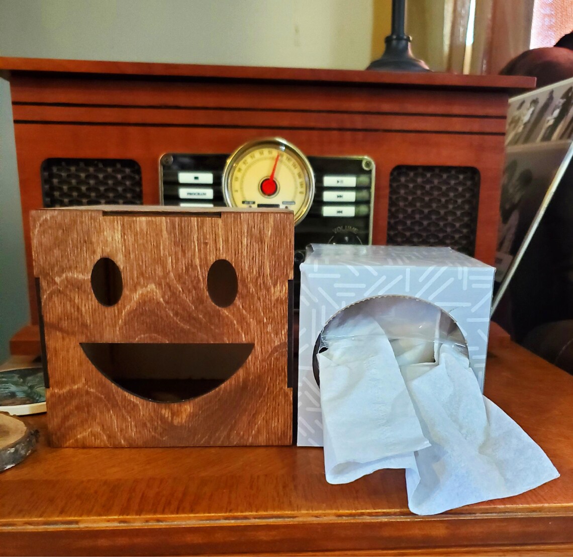 Smiley Face Tissue Box Cover: Birch Plywood, Made in USA - Etsy