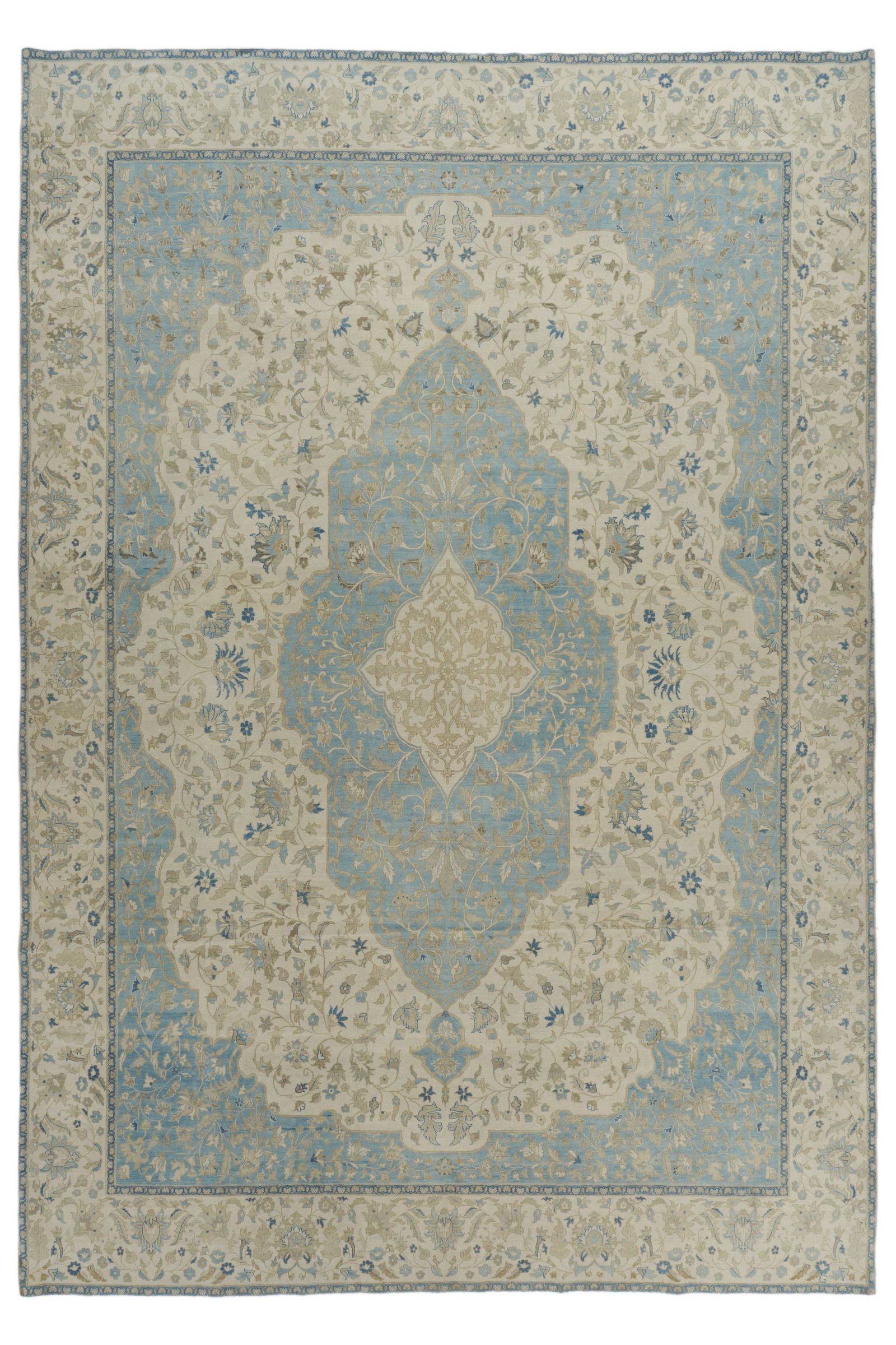 10x14 Light Blue and Ivory Turkish Traditional Rug - Etsy