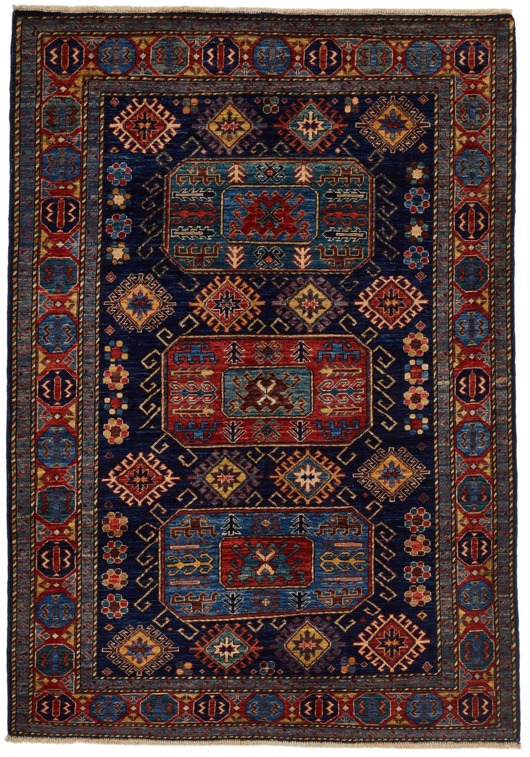 4x6 Navy and Red Traditional Rug - Etsy