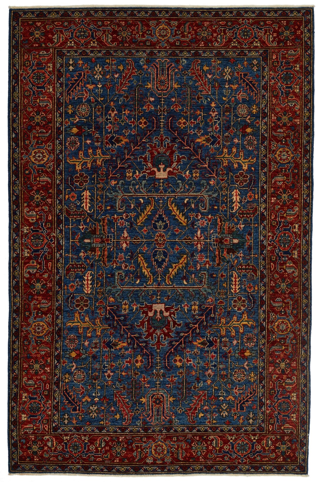 5x8 Blue and Rust Anatolian Traditional Rug - Etsy