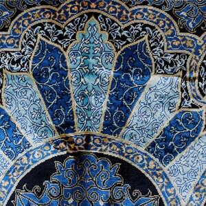 5x7 Black and Blue Turkish Silk Rug - Etsy