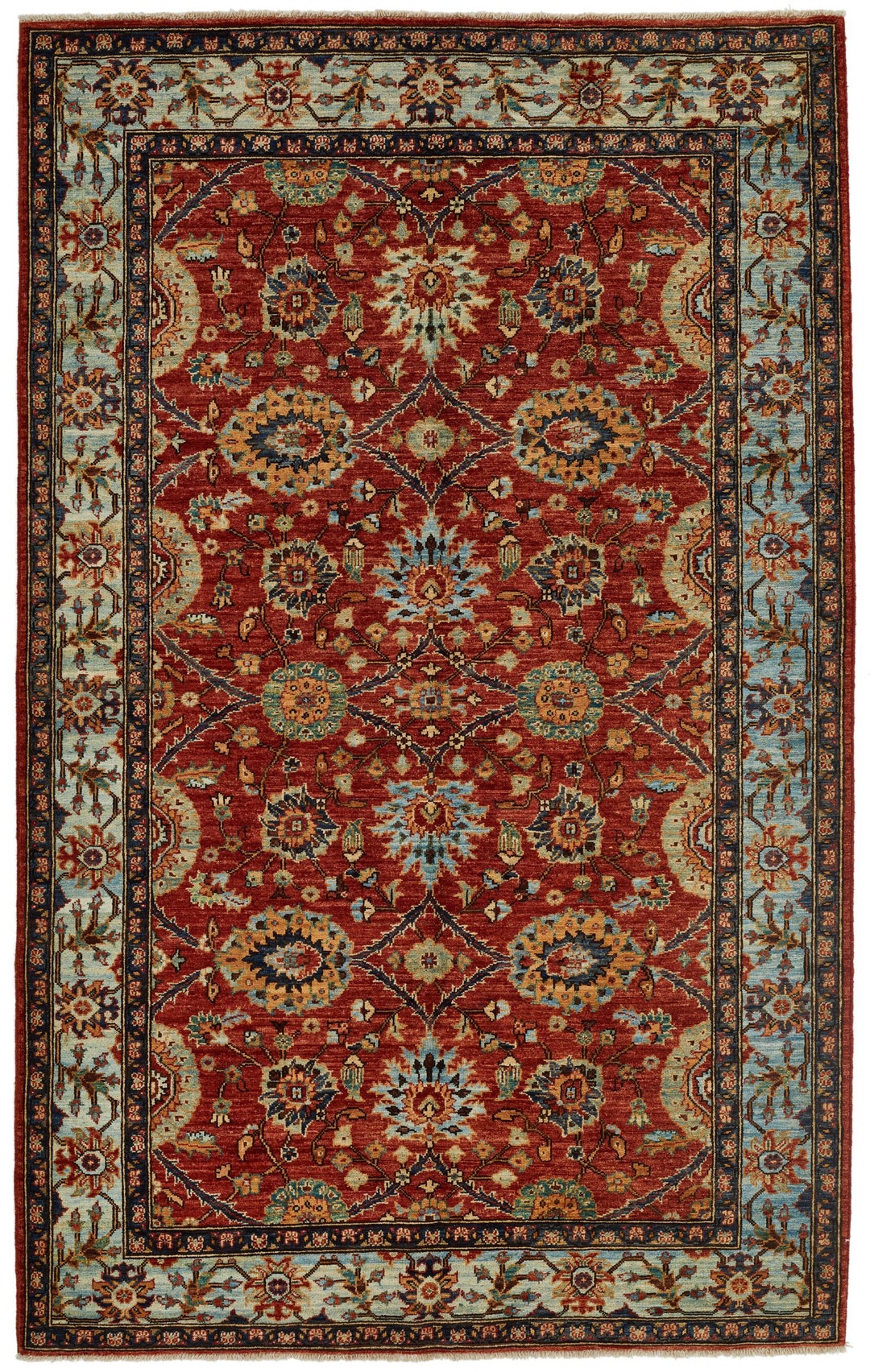 5x8 Rust and Blue Anatolian Traditional Rug - Etsy