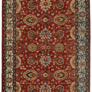 5x8 Rust and Blue Anatolian Traditional Rug - Etsy