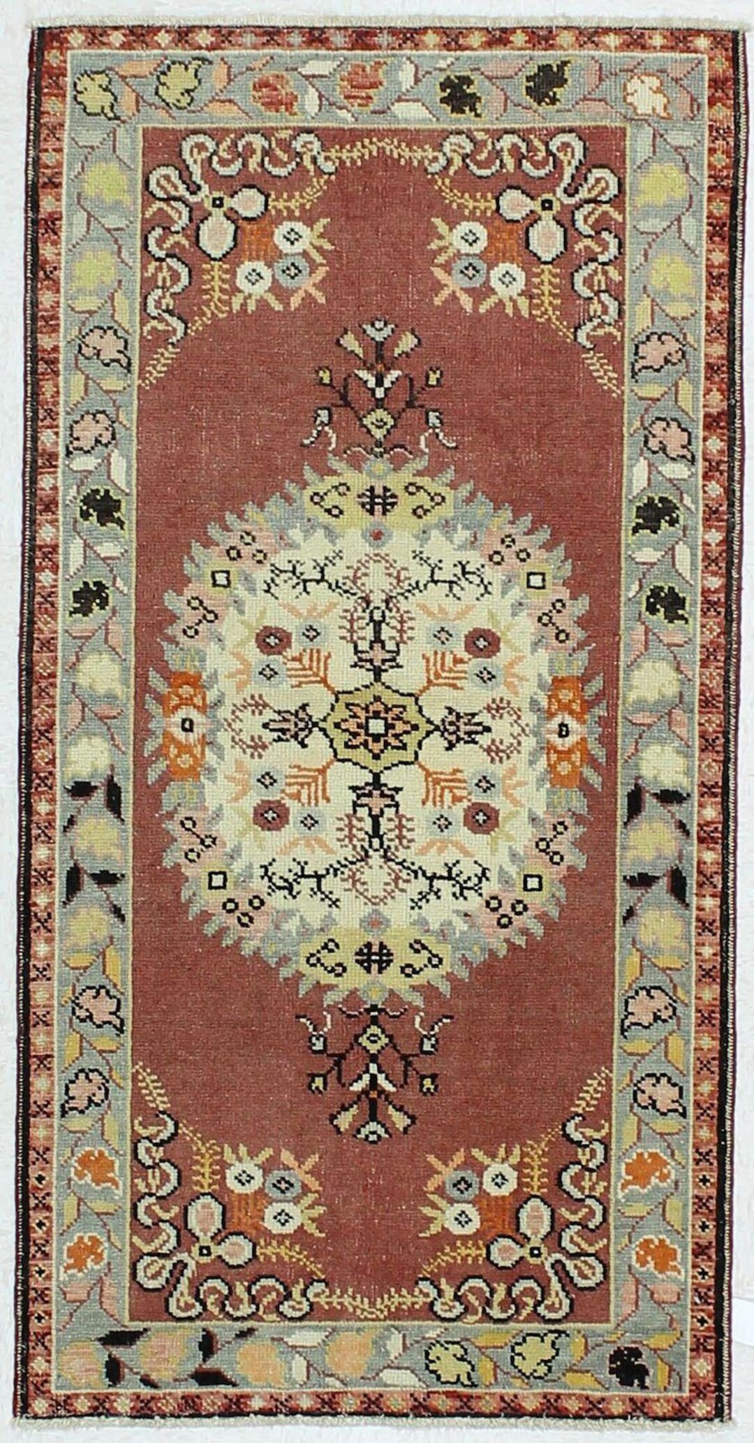 3x6 Rust and Gray Turkish Tribal Rug - Etsy