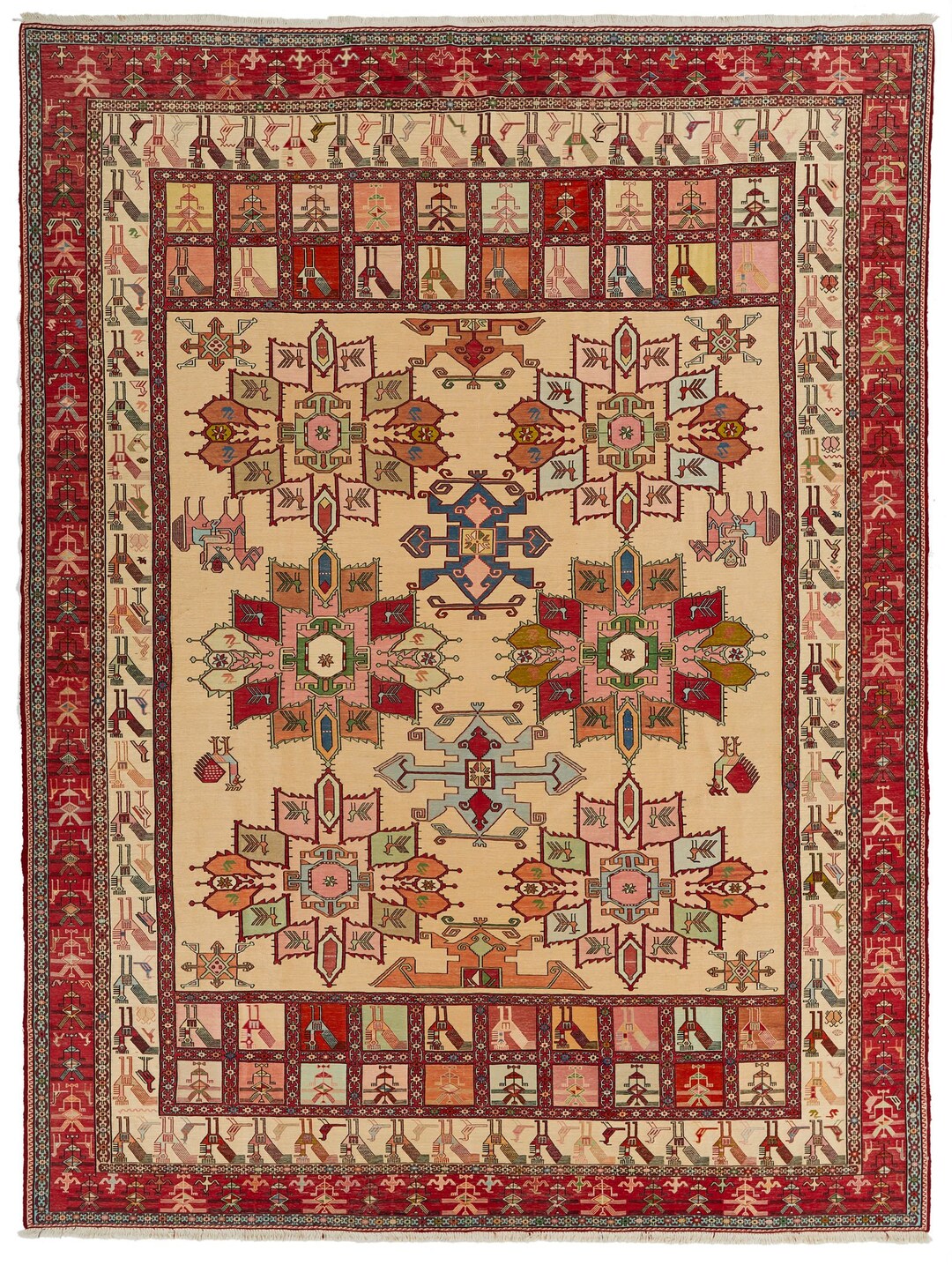 9x13 Gold and Red Turkish Tribal Rug - Etsy