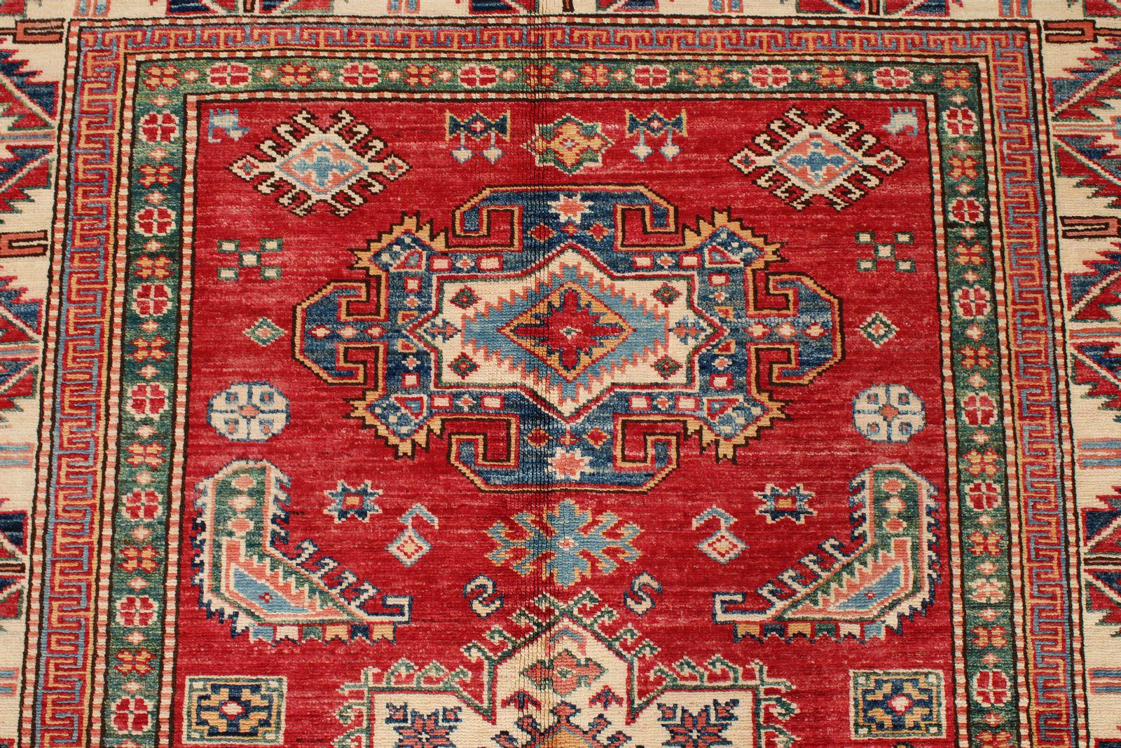 4x6 Ivory and Red Kazak Tribal Rug - Etsy