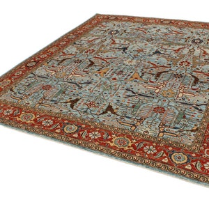 8x10 Blue and Rust Anatolian Traditional Rug - Etsy