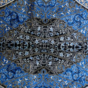 5x7 Black and Blue Turkish Silk Rug - Etsy