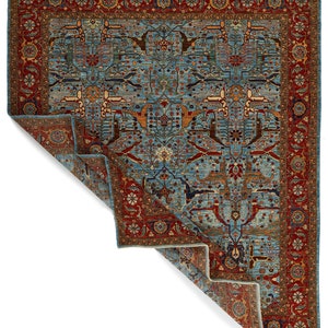 8x10 Blue and Rust Anatolian Traditional Rug - Etsy