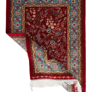 3x4 Red and Blue Turkish Silk Rug - Etsy