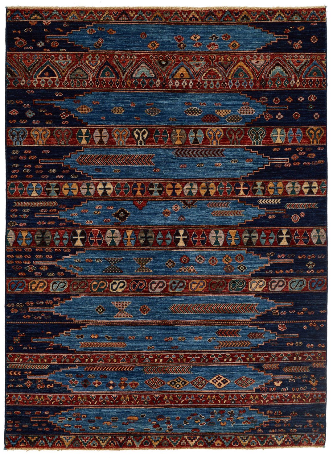 5x7 Blue and Multicolor Anatolian Tribal Rug - Etsy
