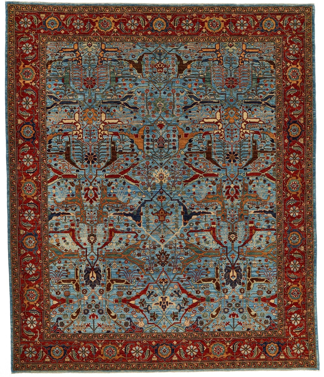 8x10 Blue and Rust Anatolian Traditional Rug - Etsy
