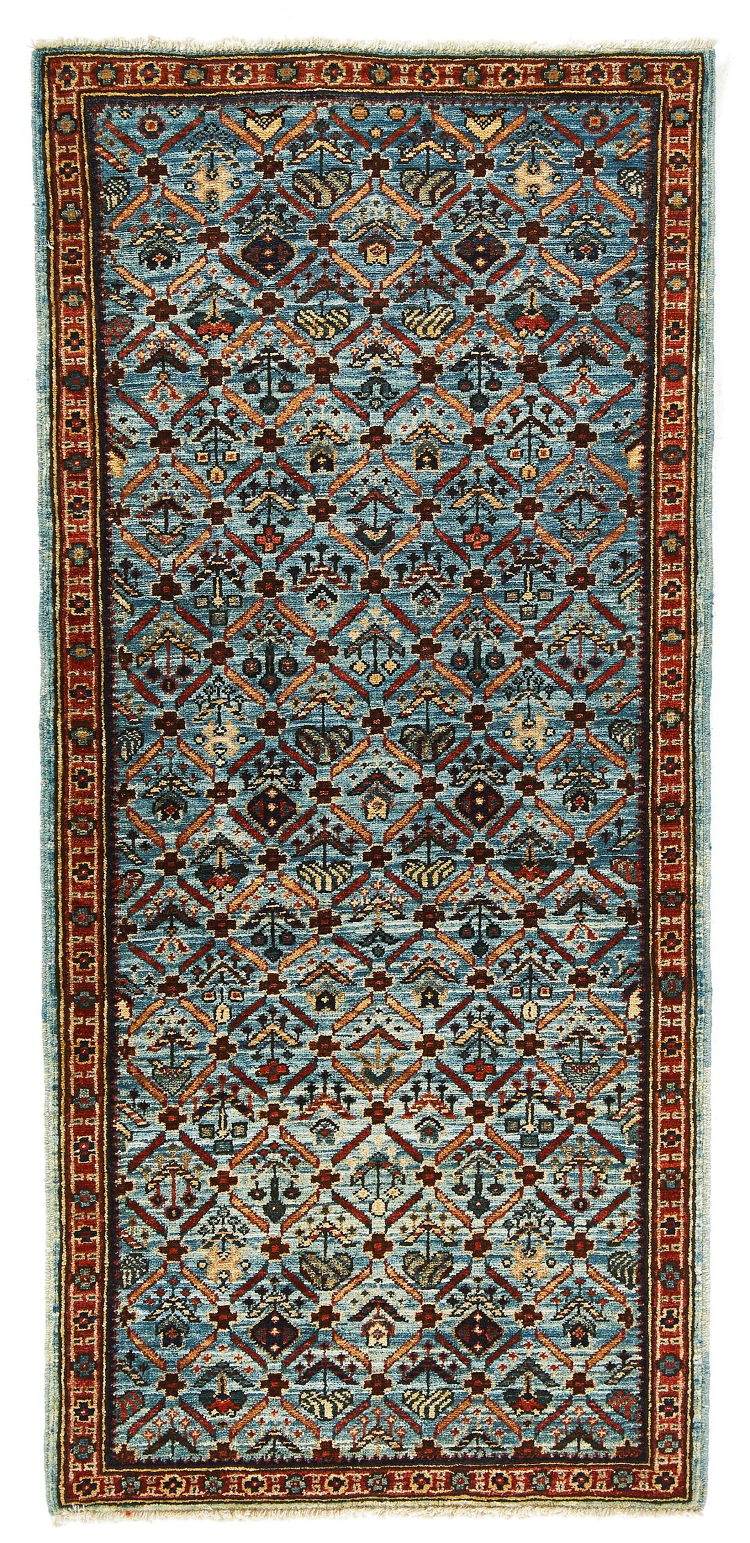 2x5 Light Blue and Light Rust Traditional Runner - Etsy