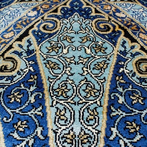 5x7 Black and Blue Turkish Silk Rug - Etsy