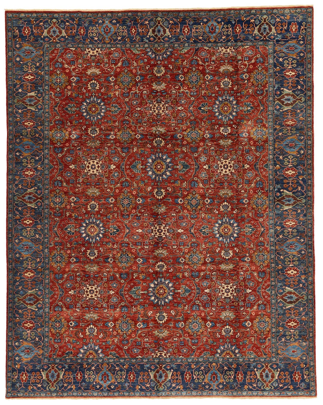 9x12 Rust and Navy Traditional Rug - Etsy