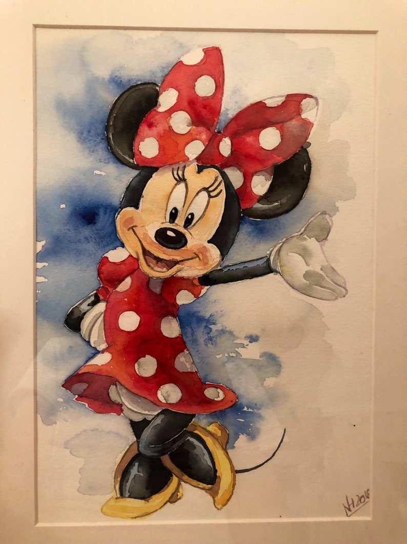 Watercolor Minnie Mouse | Etsy