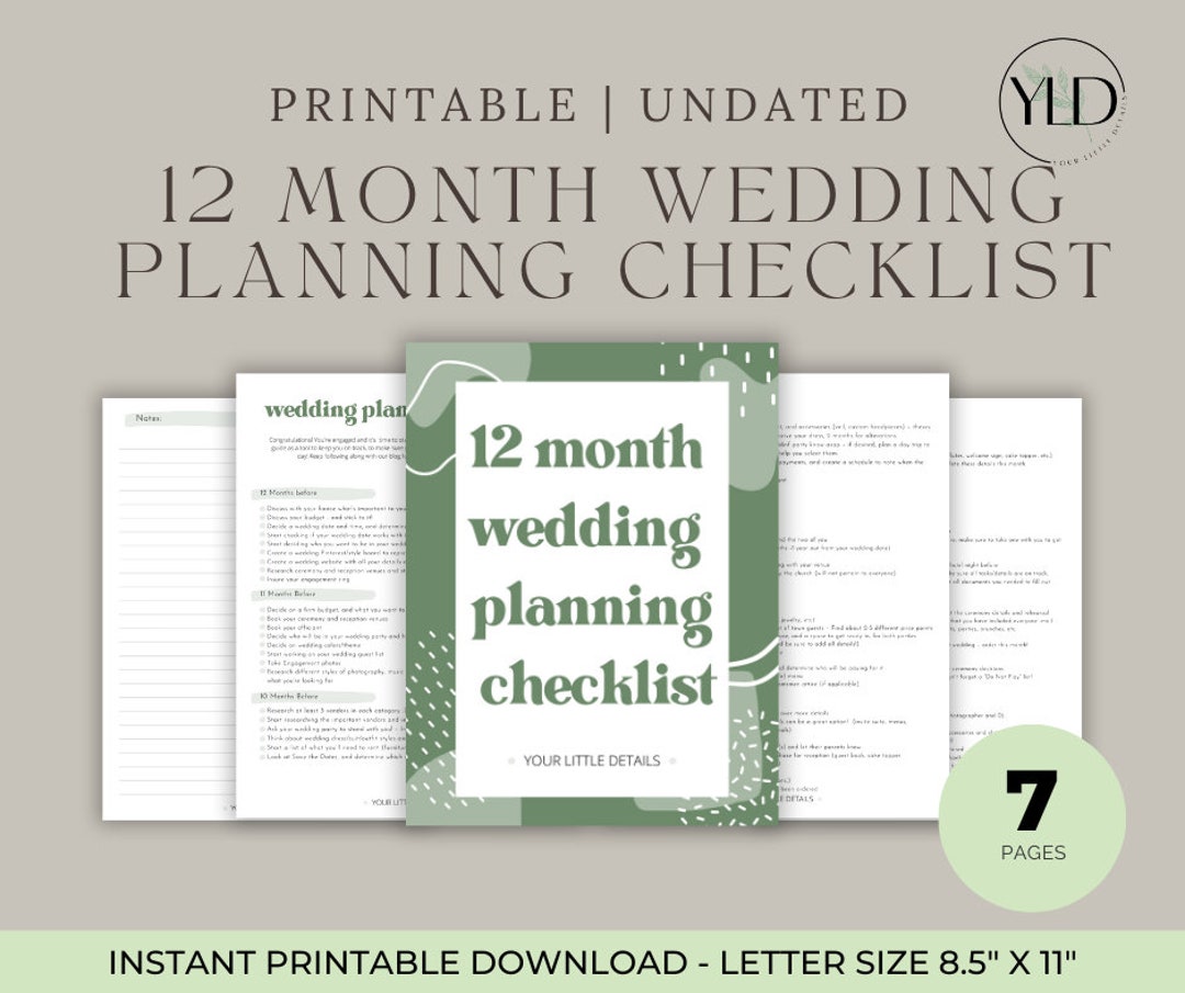 Wedding Checklist 12 Month Planning Checklist - Etsy