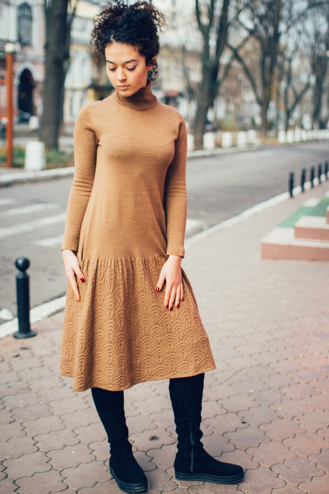 Midi Dress. Wool Dress. Merino Wool Dress. Merino Wool. Knitted Dress ...