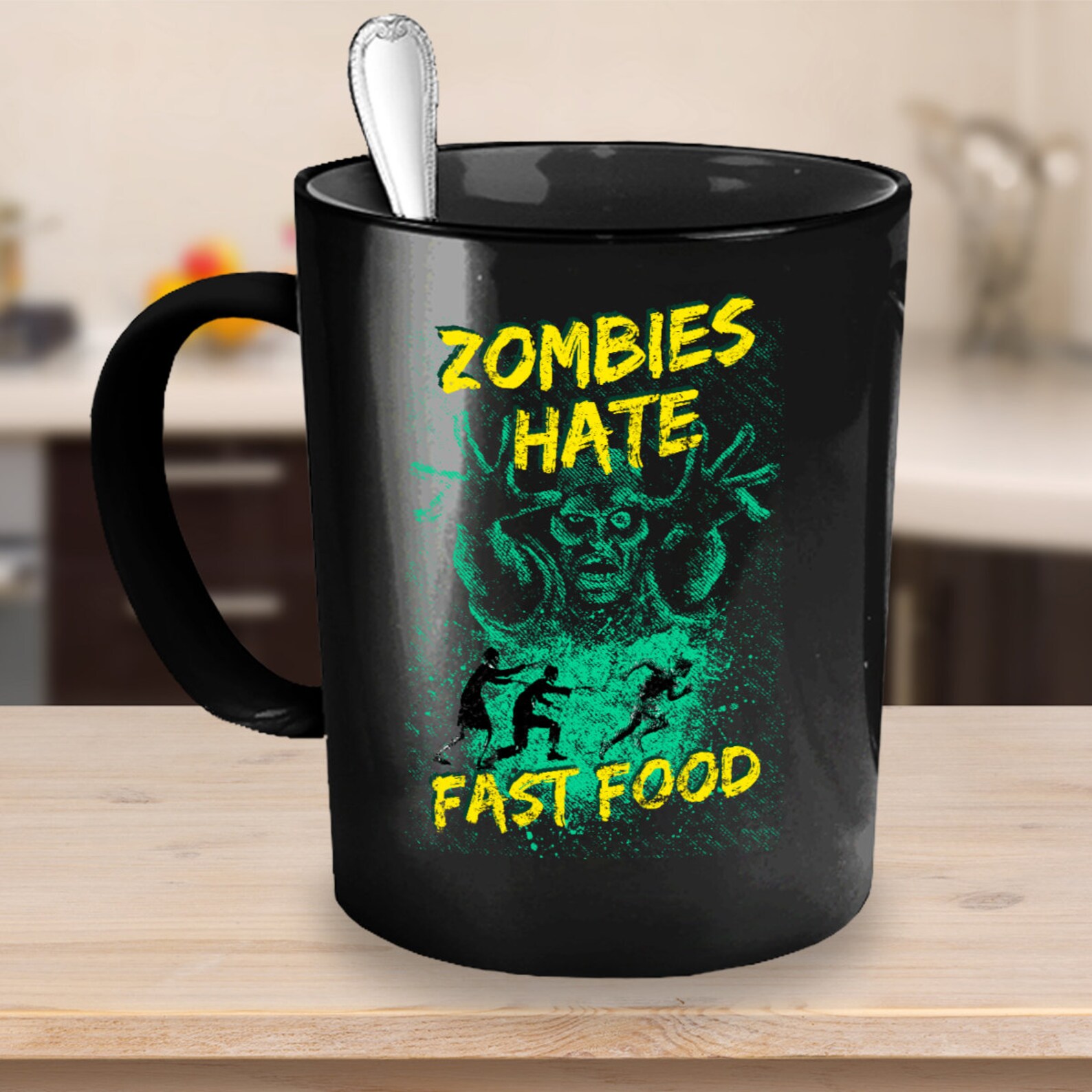 Zombie Fast Food 15oz taza Zombies odio comida rápida divertido Zombies ...