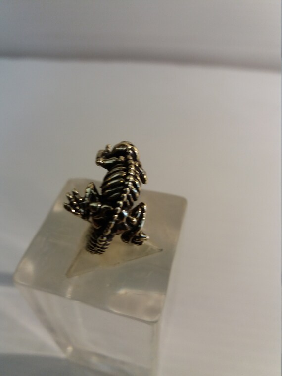 Bronze lizard skeleton ring - Gem