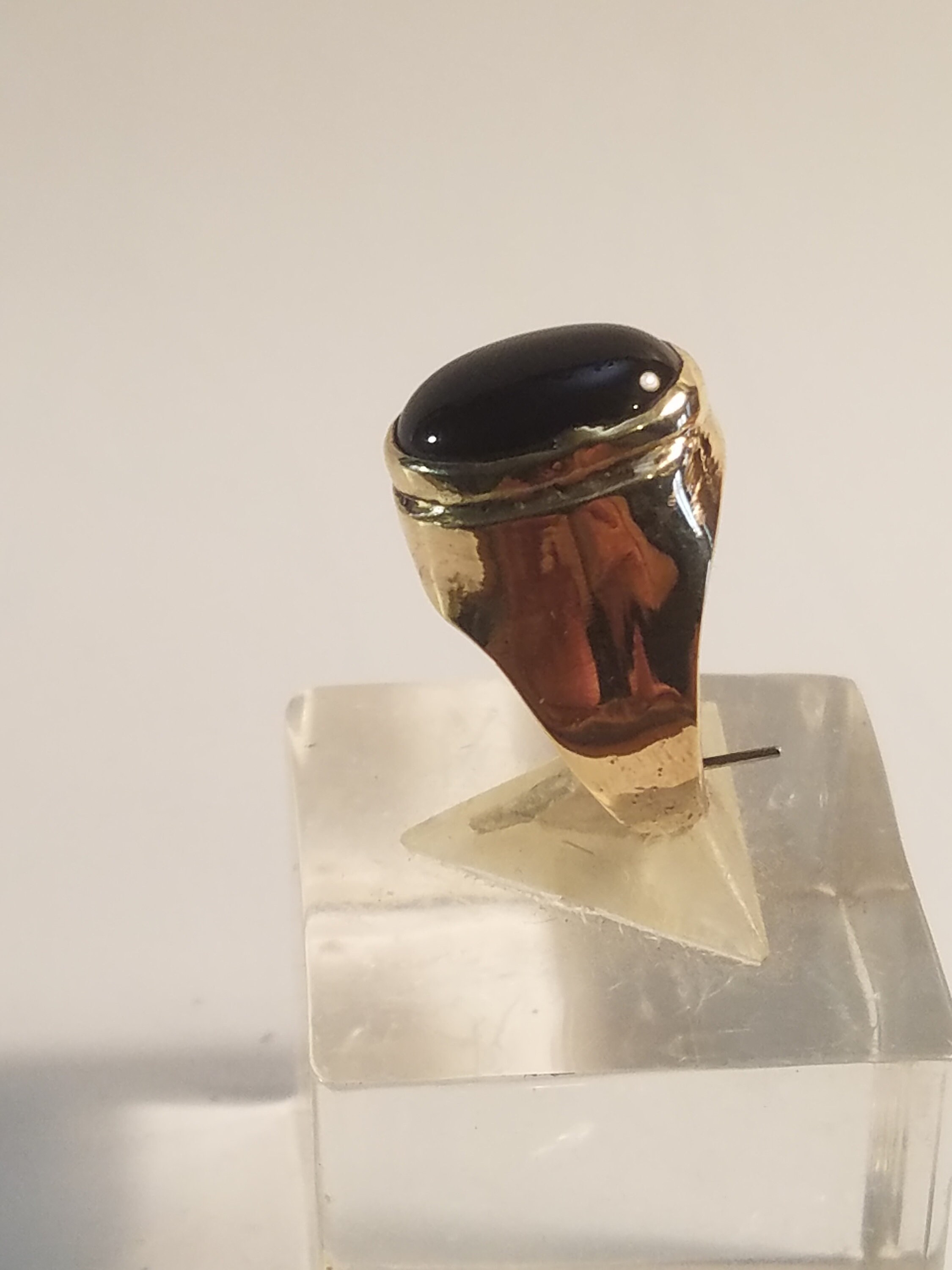 Bague en Bronze pierre onyx design Aéro chevalière lisse - Etsy France
