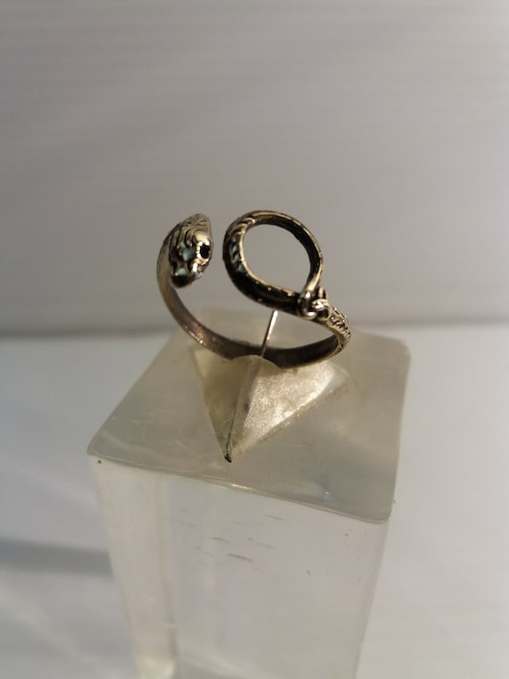 Bronze ring small snake with round tail - Gem