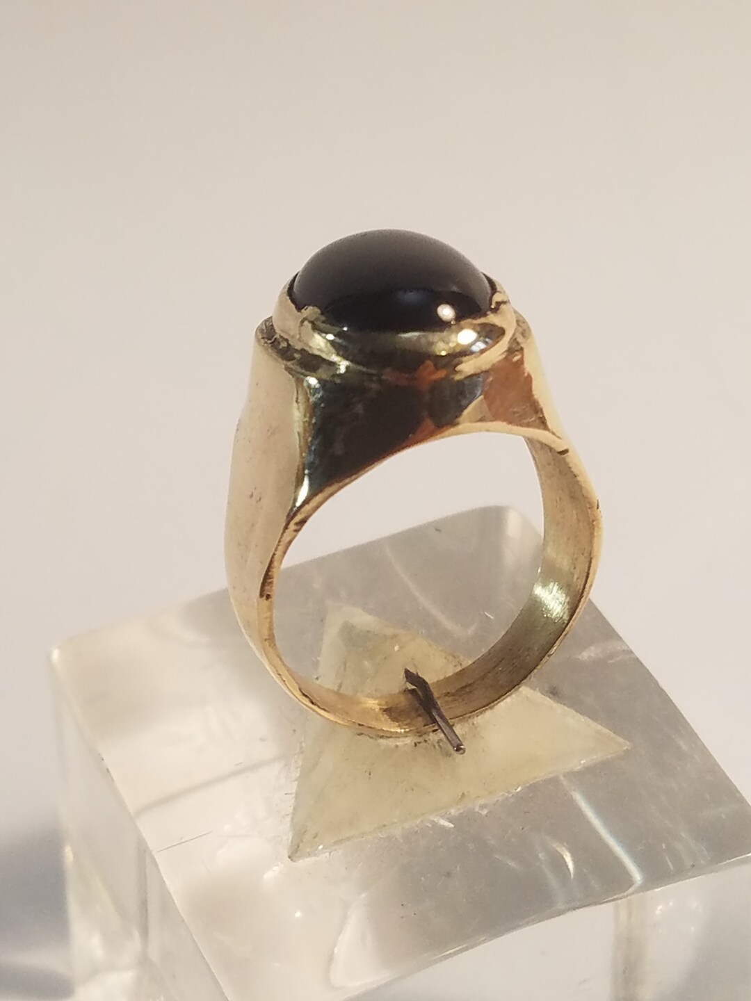 Bague en Bronze pierre onyx design Aéro chevalière lisse - Etsy France