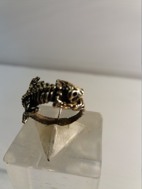 Bronze lizard skeleton ring - Gem