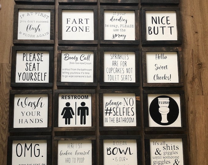Funny Bathroom Signs, Humor Signs, Wood Sign, Bathroom Decor, Farmhouse ...
