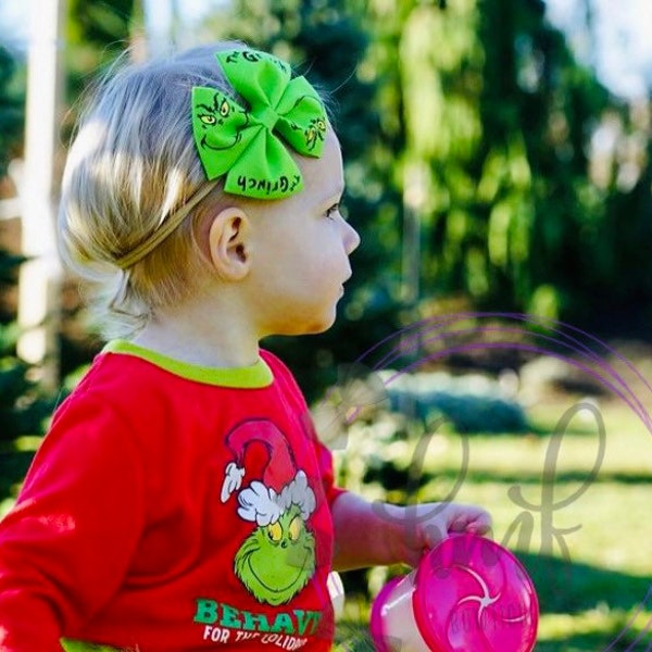 Grinch Hair Bow - Etsy