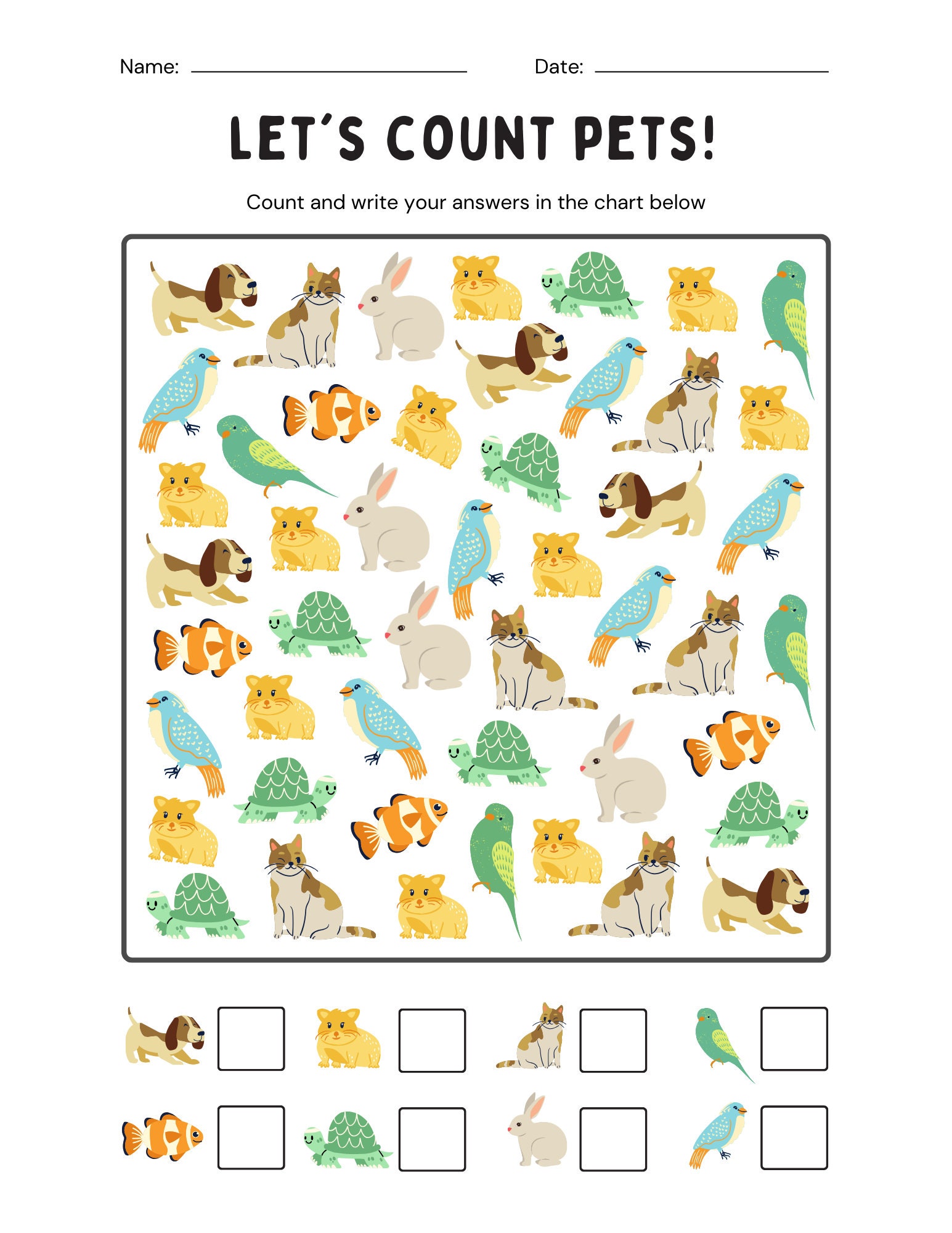 Counting Worksheet Bundle. Pre-k and Kindergarten. 7 Pages. - Etsy