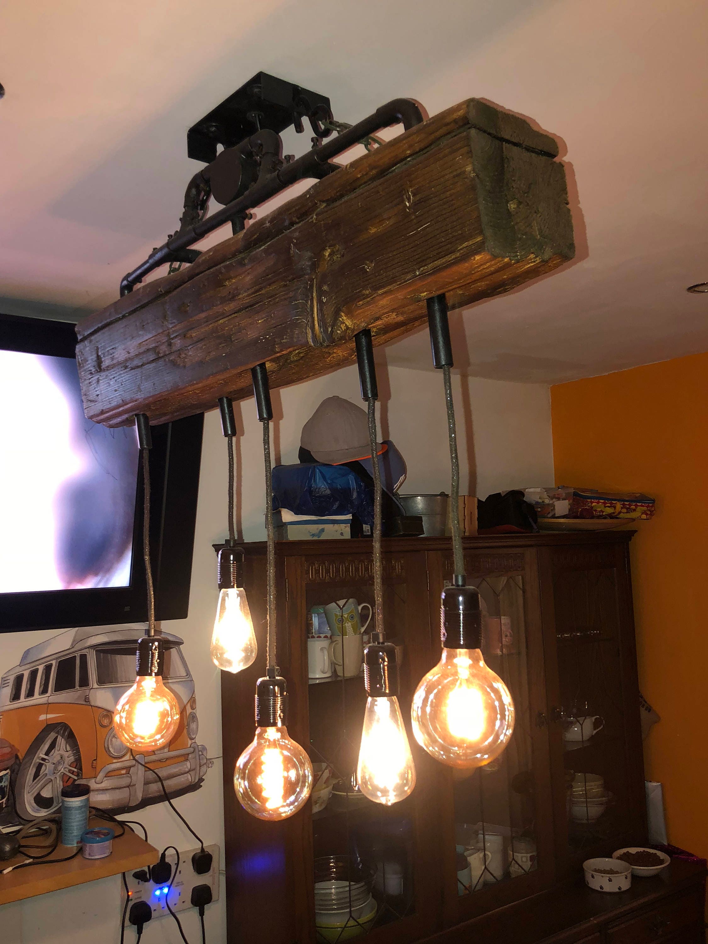 Reclaimed Wood Beam and Steel Conduit Rustic Industrial - Etsy